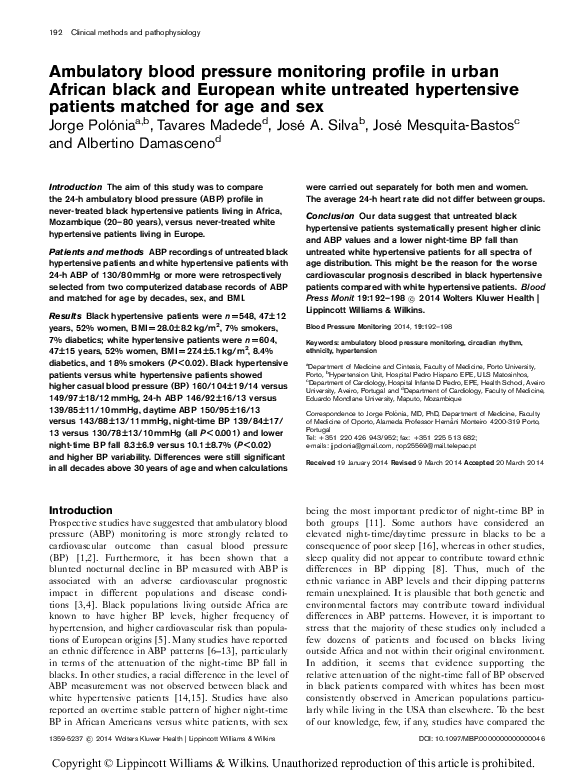 (PDF) Ambulatory blood pressure monitoring profile as a useful ...