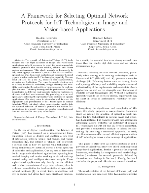 (PDF) A Framework for Selecting Optimal Network Protocols for IoT ...