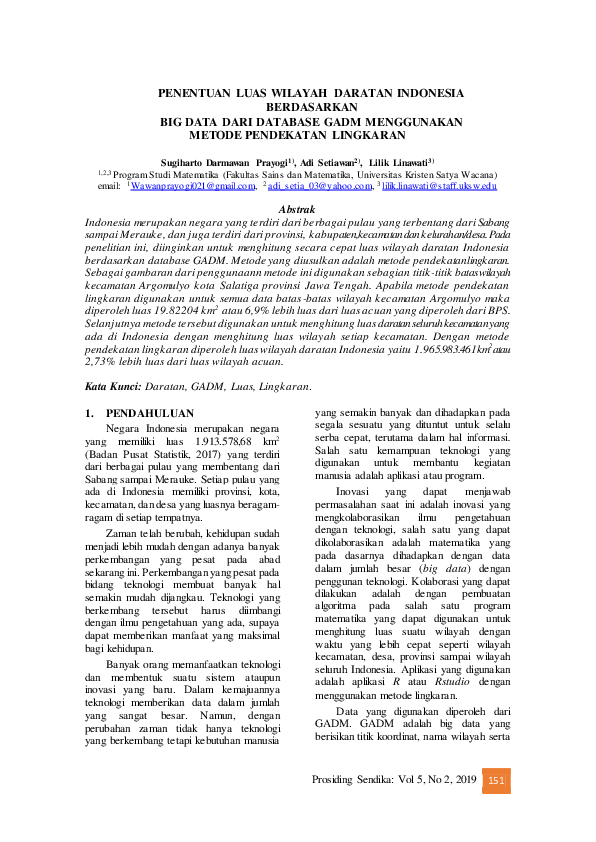 (PDF) PENENTUAN LUAS WILAYAH DARATAN INDONESIA BERDASARKAN BIG DATA ...