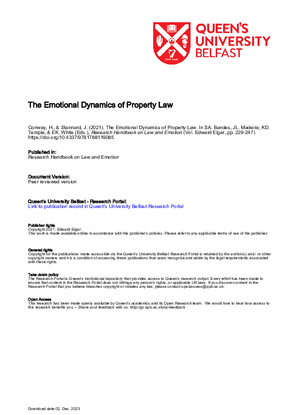 (PDF) Research Handbook on Law and Emotion | Susan Bandes - Academia.edu