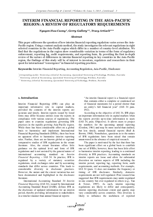 (PDF) Interim financial reporting in the Asia-pacific region: A review ...