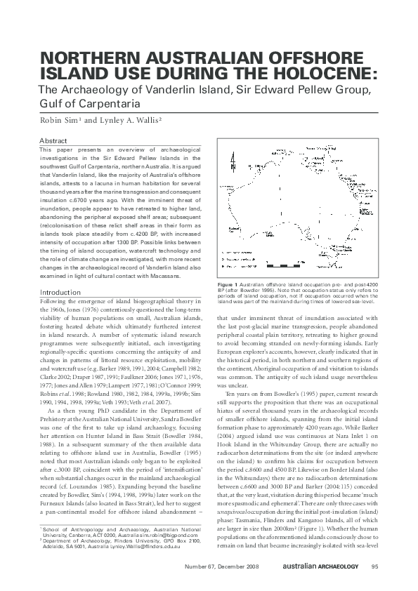 (PDF) Northern Australian Offshore Island Use During the Holocene: The ...