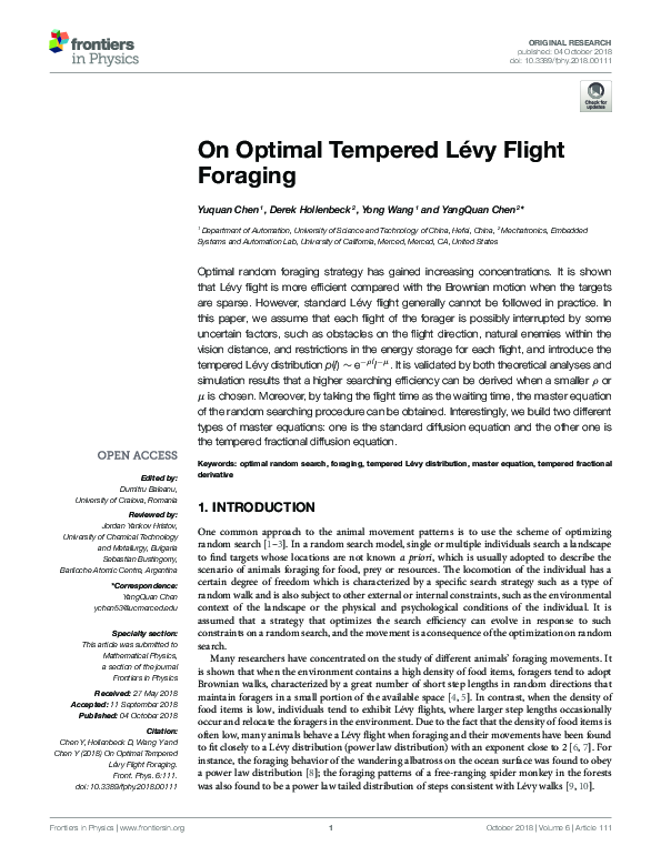 (PDF) On Optimal Tempered Lévy Flight Foraging