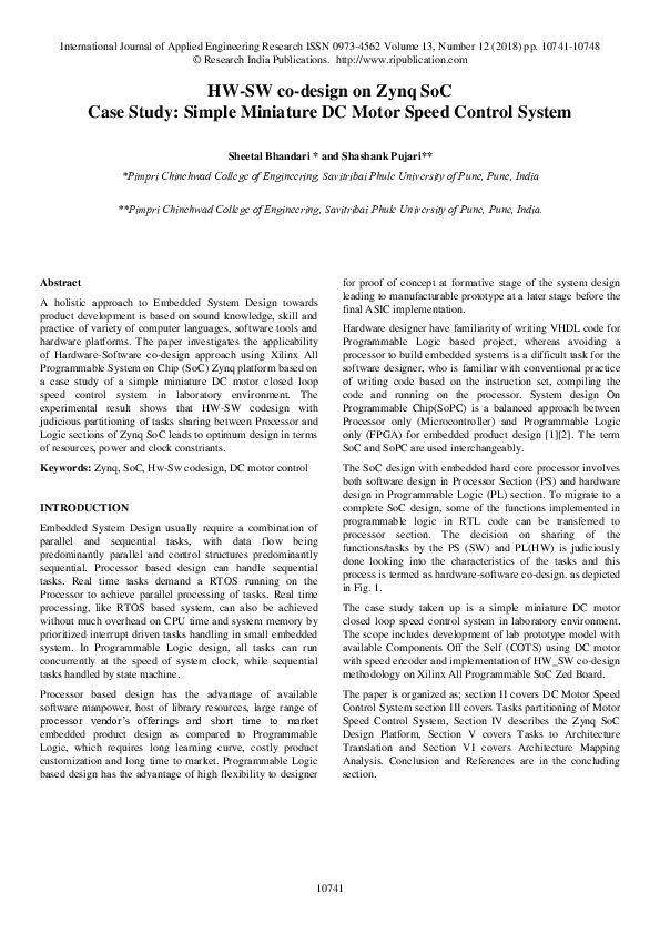 (PDF) HW-SW co-design on Zynq SoC Case Study: Simple Miniature DC Motor Speed Control System ...