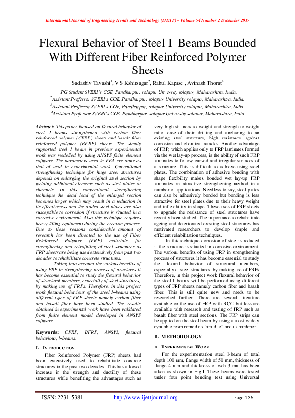 (PDF) Flexural Behavior of Steel I–Beams Bounded With Different Fiber ...