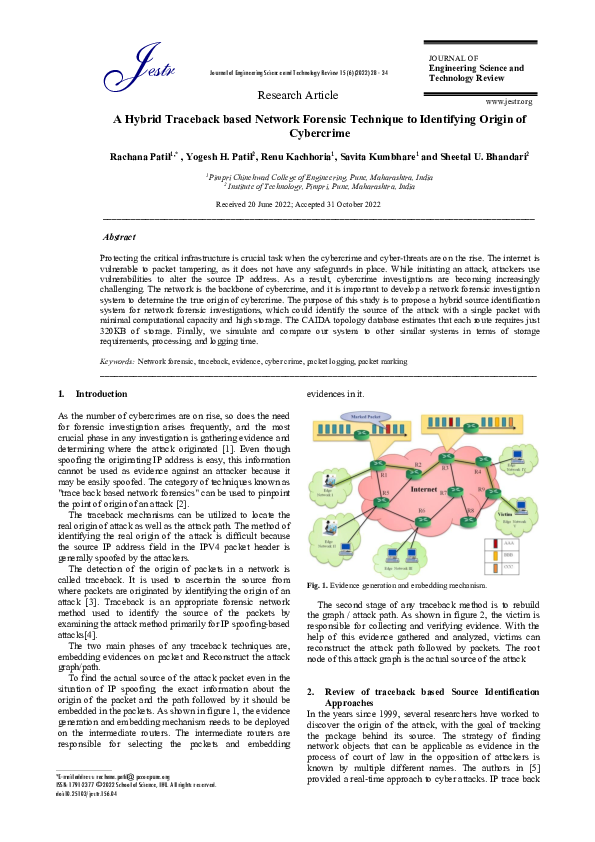 (PDF) A Hybrid Traceback based Network Forensic Technique to ...