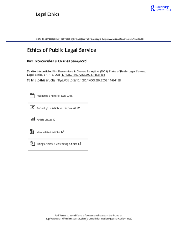 (PDF) Ethics of Public Legal Service