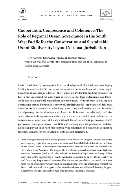 (PDF) Cooperation, Competence and Coherence: The Role of Regional Ocean ...