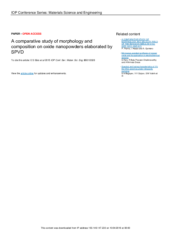 (PDF) A comparative study of morphology and composition on oxide nanopowders elaborated by SPVD ...