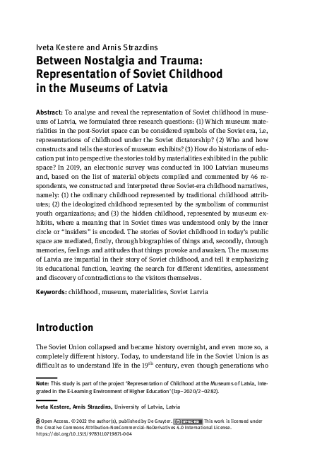 (PDF) Soviet Childhood Representation in Latvian Museums