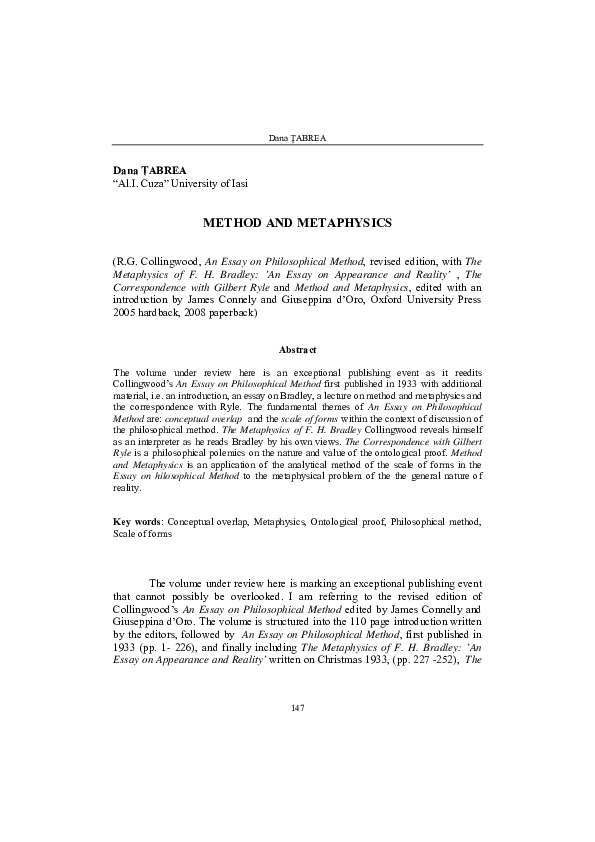 (PDF) Method and metaphysics
