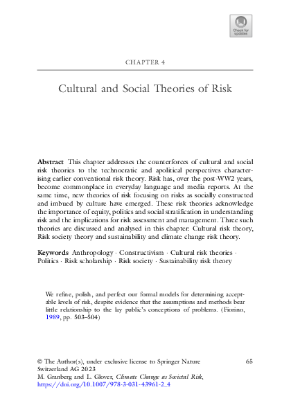 (PDF) Cultural and Social Theories of Risk