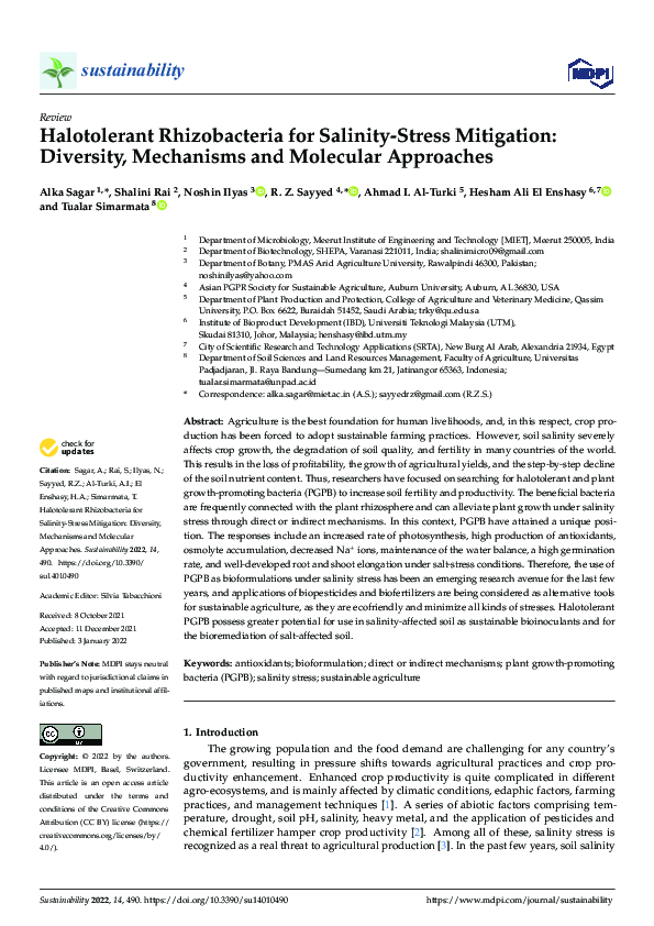 (PDF) Halotolerant Rhizobacteria for Salinity-Stress Mitigation ...