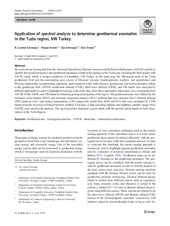 (PDF) Application of spectral analysis to determine geothermal ...