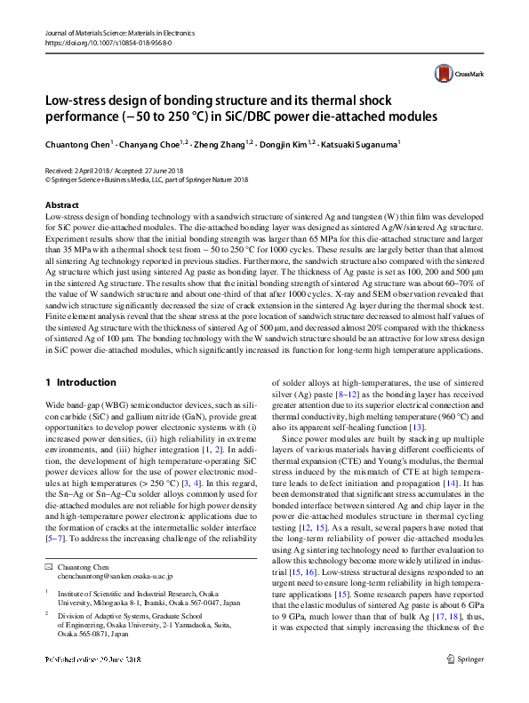 (PDF) Low-stress design of bonding structure and its thermal shock performance (− 50 to 250 °C ...