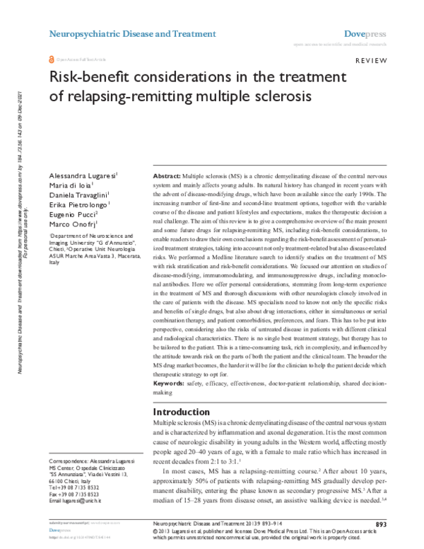 (PDF) Risk-benefit considerations in the treatment of relapsing ...