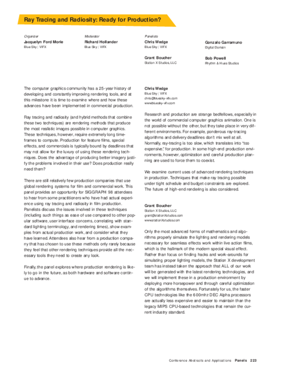 (PDF) Ray tracing and radiosity (panel)