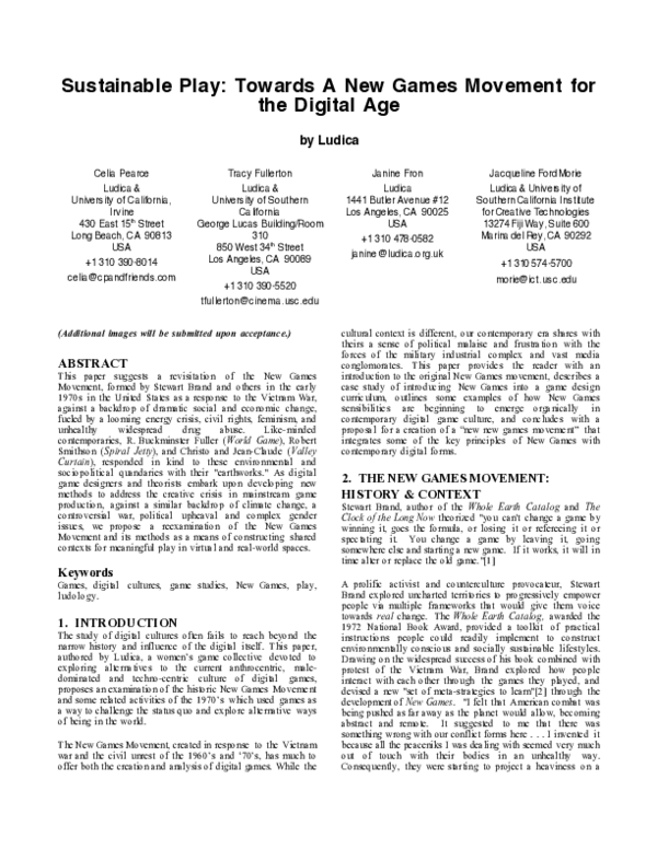 (PDF) Toward a New Games Movement for the Digital Age