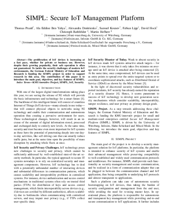 (PDF) SIMPL: Secure IoT Management Platform