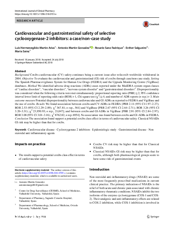(PDF) Cardiovascular and gastrointestinal safety of NSAIDs