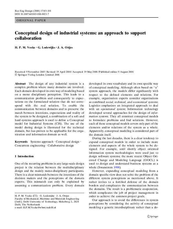 (PDF) Conceptual design of industrial systems: an approach to support collaboration