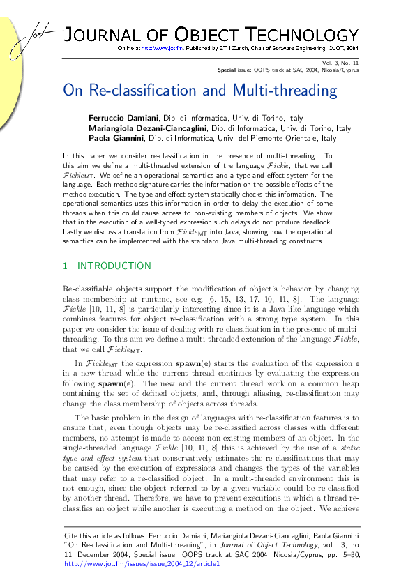 (PDF) Re-classification and multi-threading
