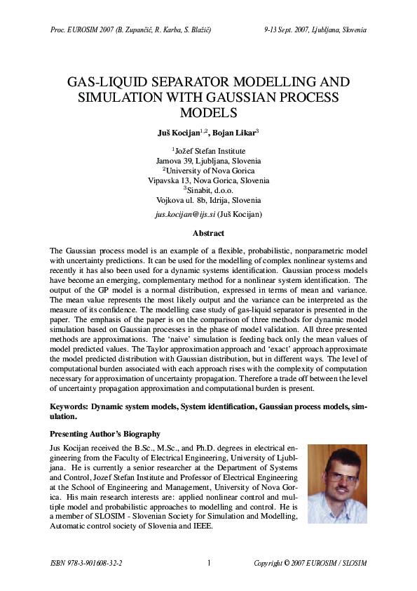 (PDF) Gas–liquid separator modelling and simulation with Gaussian-process models