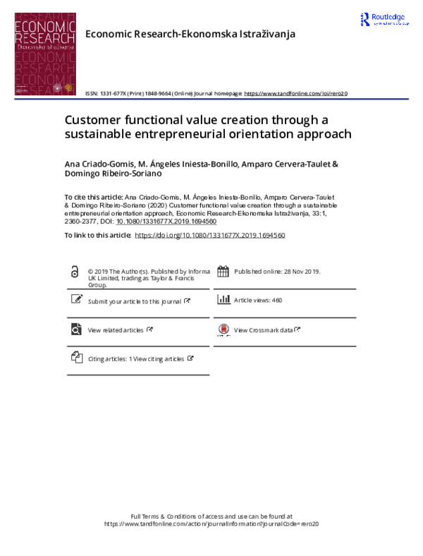 (PDF) Customer functional value creation through a sustainable ...