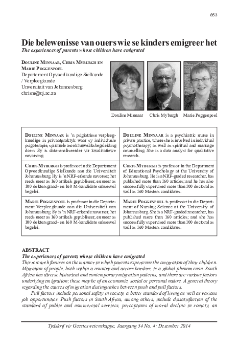 (PDF) Die belewenisse van ouers wie se kinders emigreer het ...
