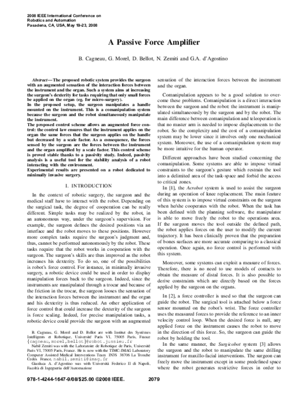 (PDF) A Passive Force Amplifier