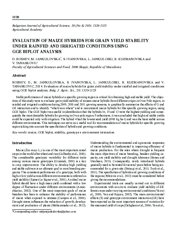 (PDF) Evaluation of Maize Hybrids for Grain Yield Stability Under ...
