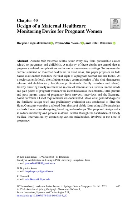 (PDF) Design of a Maternal Healthcare Monitoring Device for Pregnant Women