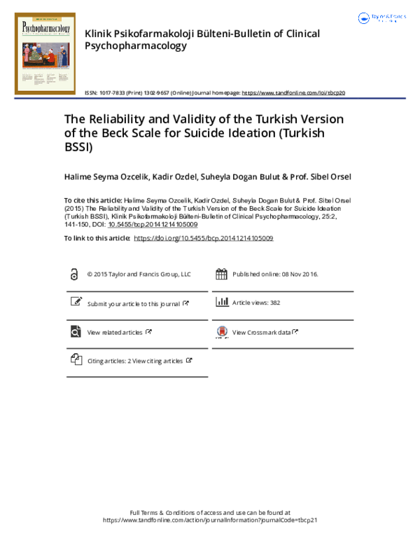 (PDF) The Reliability and Validity of the Turkish Version of the Beck ...