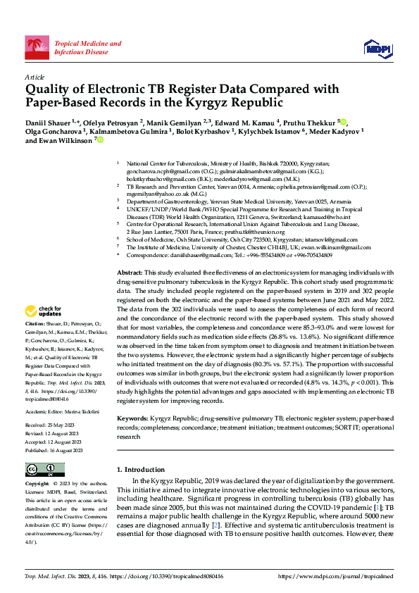 (PDF) Quality of Electronic TB Register Data Compared With Paper-Based ...