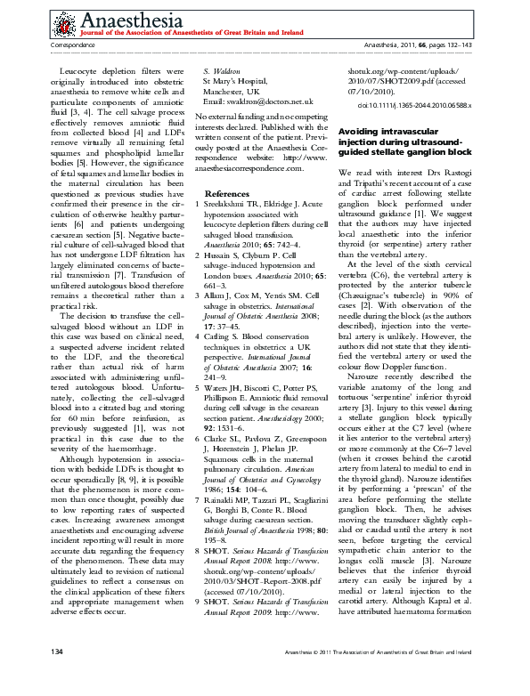 (PDF) Avoiding intravascular injection during ultrasound-guided ...