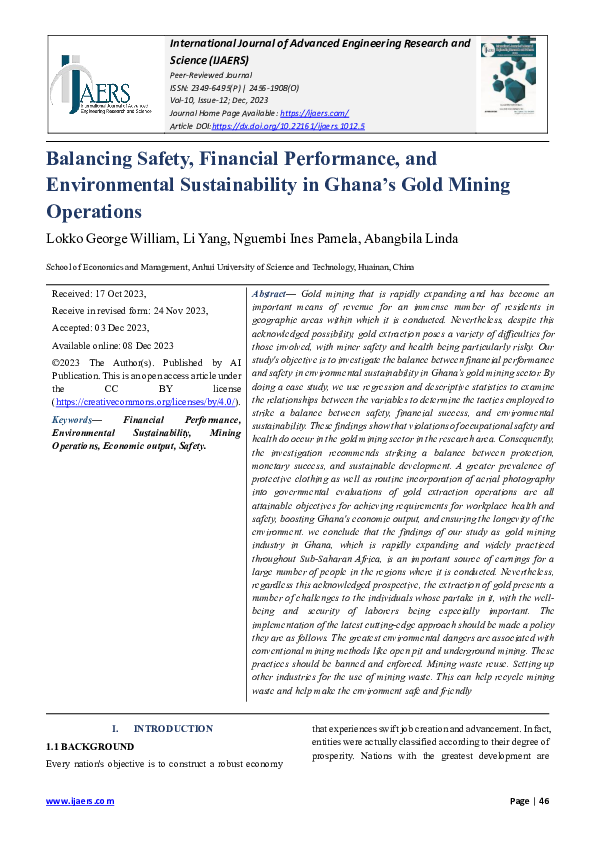 (PDF) Balancing Safety, Financial Performance, and Environmental ...