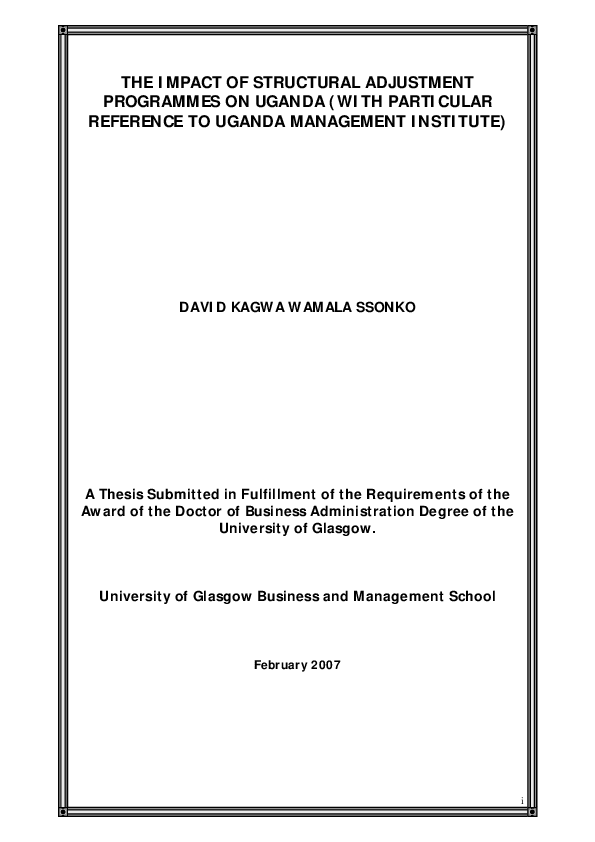 (PDF) The impact of structural adjustment programmes on Uganda (with ...