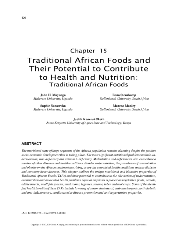 (PDF) Traditional African Foods and Their Potential to Contribute to ...