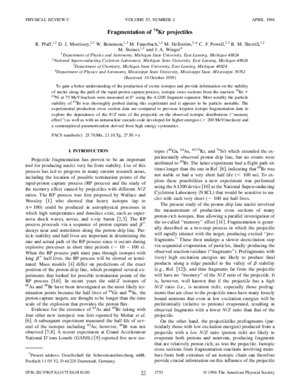 (PDF) Fragmentation ofKr78projectiles
