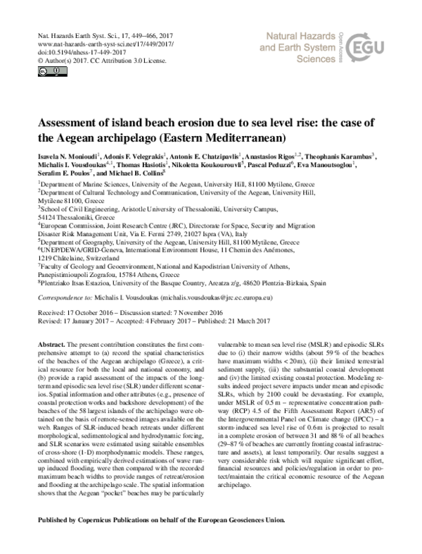 (PDF) Assessment of island beach erosion due to sea level rise: the ...