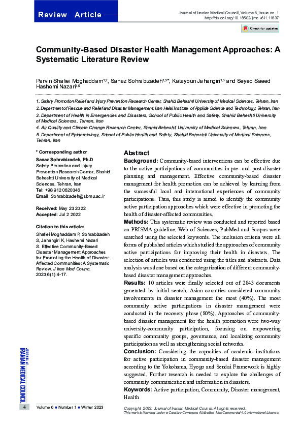 (PDF) Community-Based Disaster Health Management Approaches: A ...