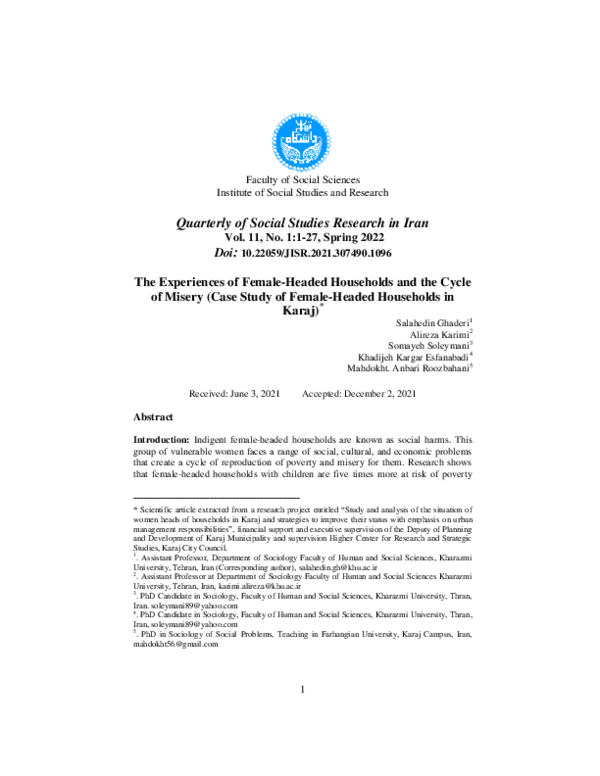 (PDF) The Experiences of Female-Headed Households and the Cycle of ...