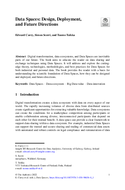 (PDF) Data Spaces: Design, Deployment, and Future Directions