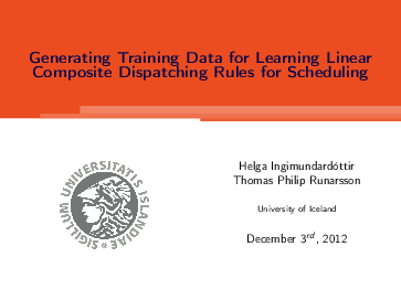 (PDF) Generating Training Data for Learning Linear Composite Dispatching Rules for Scheduling