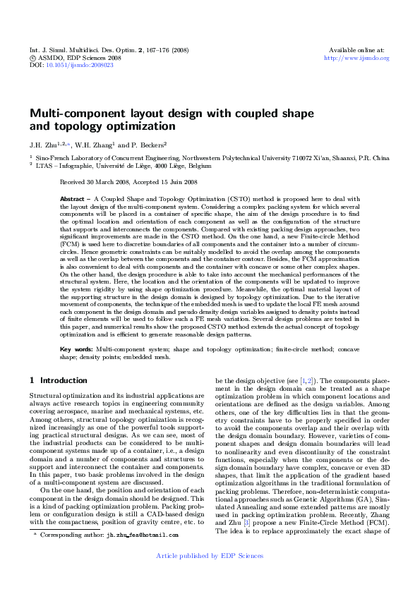 (PDF) Multi-component layout design with coupled shape and topology optimization