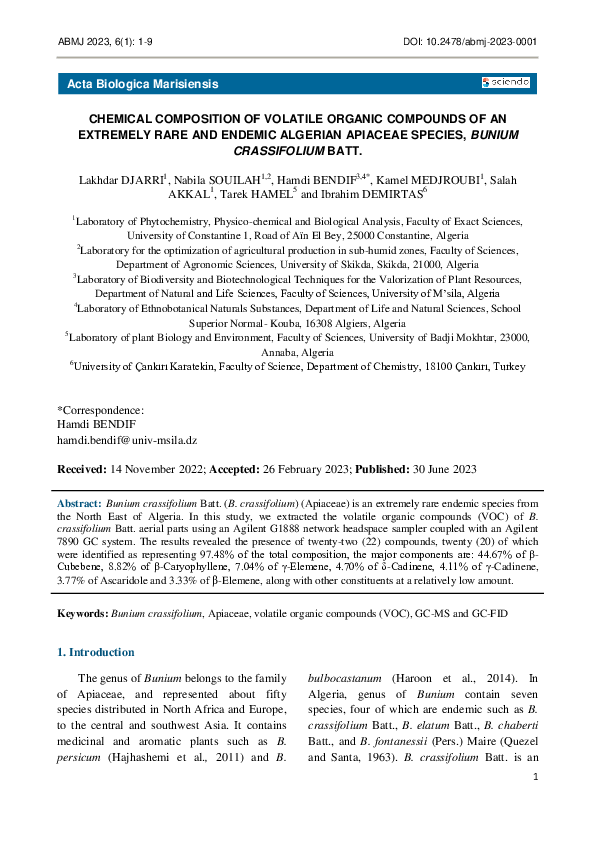 (PDF) Chemical Composition of Volatile Organic Compounds of an ...