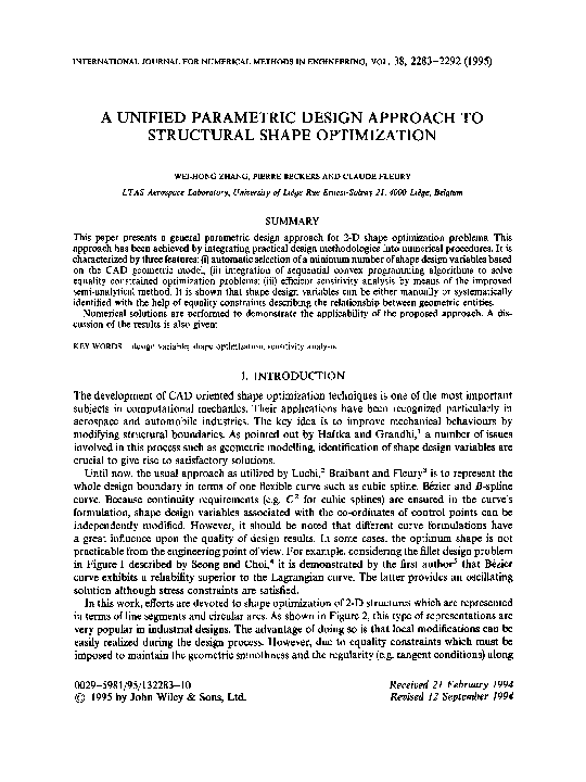 (PDF) A unified parametric design approach to structural shape optimization