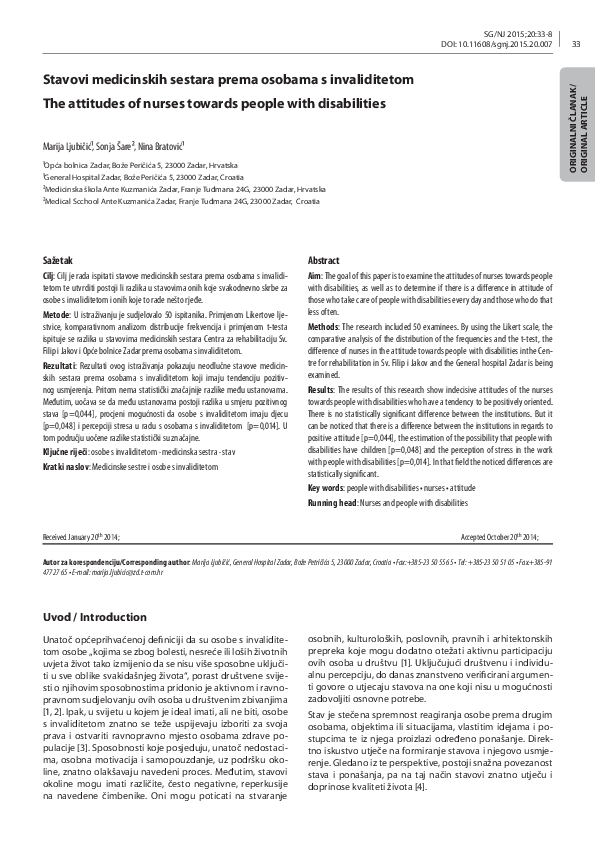(PDF) The attitudes of nurses towards people with disabilities (PDF) The attitudes of nurses towards people with disabilities