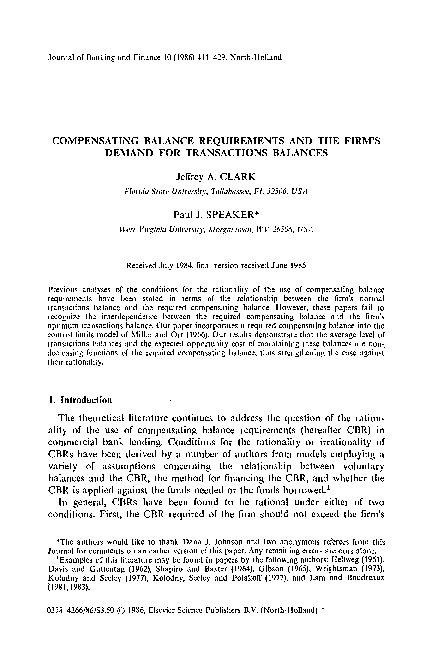 (PDF) Compensating Balance Requirements and the Firm's Demand for ...