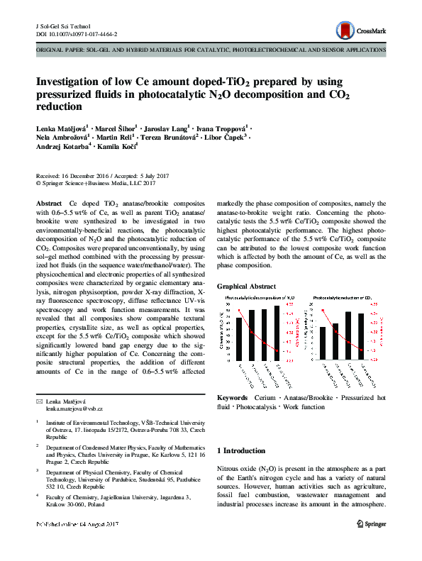 (PDF) Investigation of low Ce amount doped-TiO2 prepared by using ...